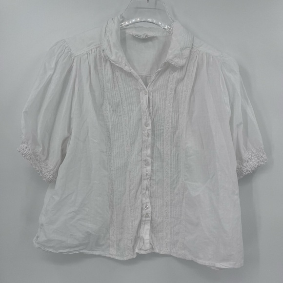 THE GREAT. | Tops | The Great White Blouse With Puff Sleeves Size 2 ...